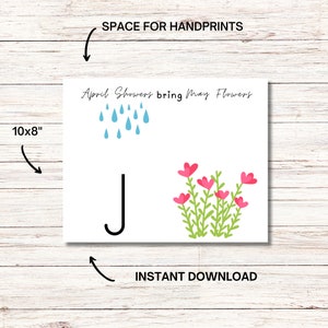 April Showers Handprint Art, Spring Handprint Art Craft | Printable ...