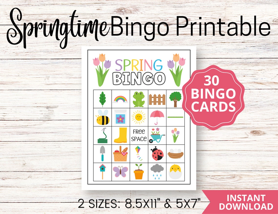 Springtime Bingo Printable Spring Bingo Springtime Bingo Printable ...