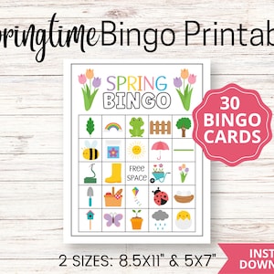 Springtime Bingo Printable| Spring Bingo | Springtime Bingo | Printable ...