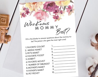 Who Knows Mommy Best Baby Shower Game Printable How Well Do You Know ...
