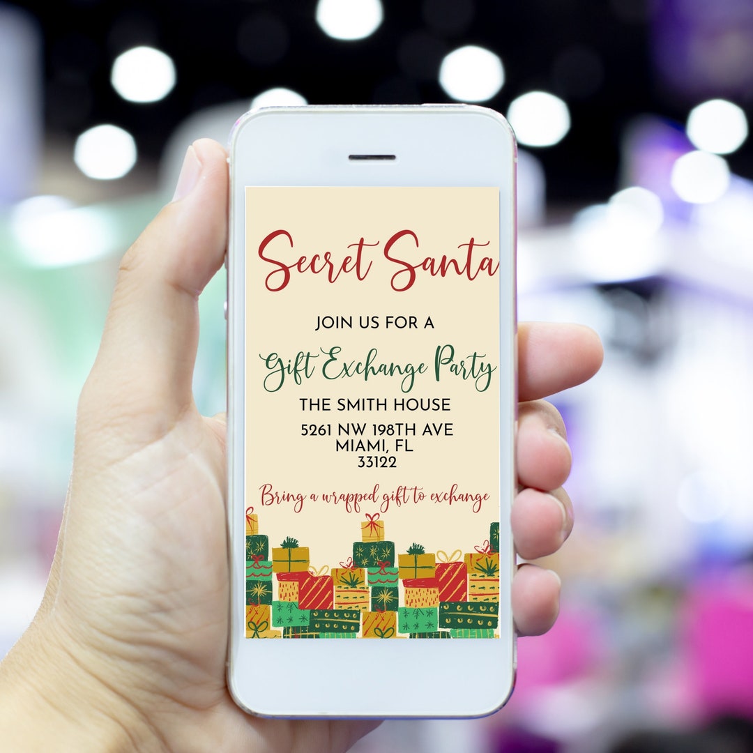 Editable Digital Secret Santa Invitation | Instant Download Mobile ...