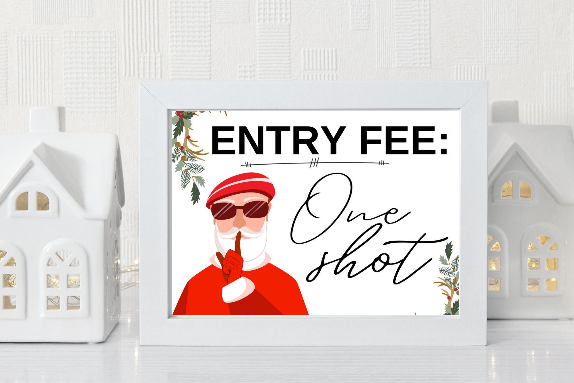 Christmas Welcome Party Sign | Open Bar Sign | Entry Fee: One Shot - Etsy
