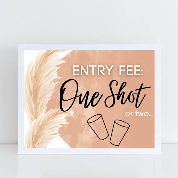 Shot Entry Fee Sign - Etsy
