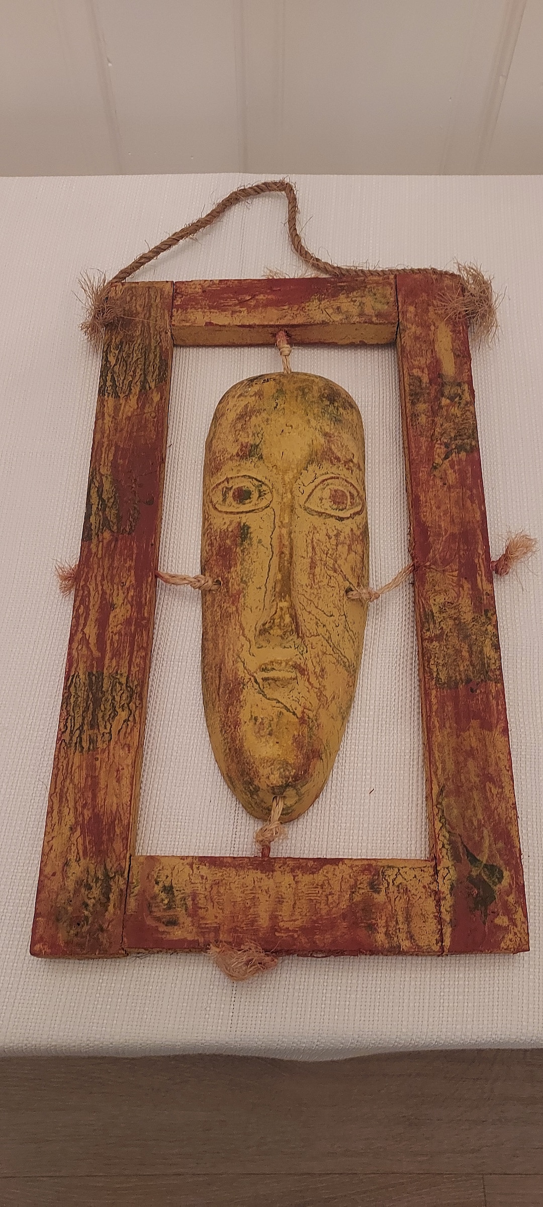 African Pottery Mask Floating in Frame - Etsy