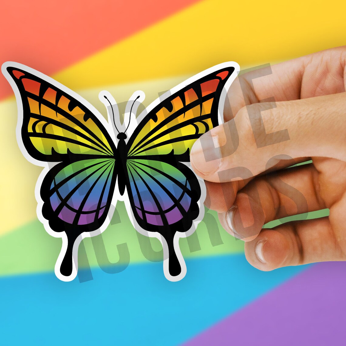 Rainbow Butterfly LGBT Pride Vinyl Sticker Gay Lesbian LGBTQ | Etsy