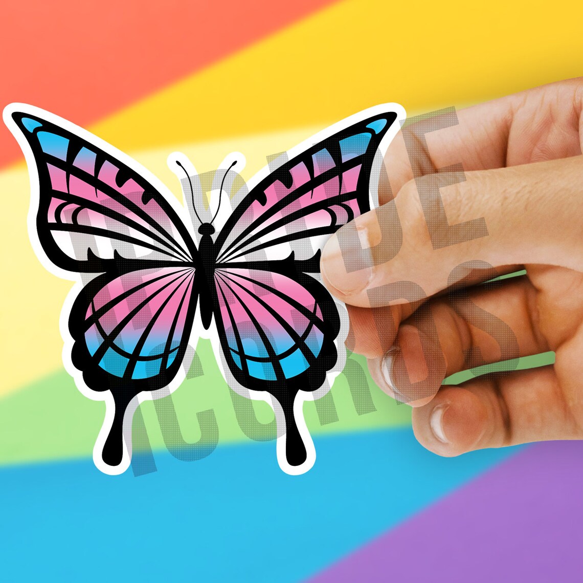Trans Butterfly LGBT Pride Vinyl Sticker Transgender LGBTQ - Etsy