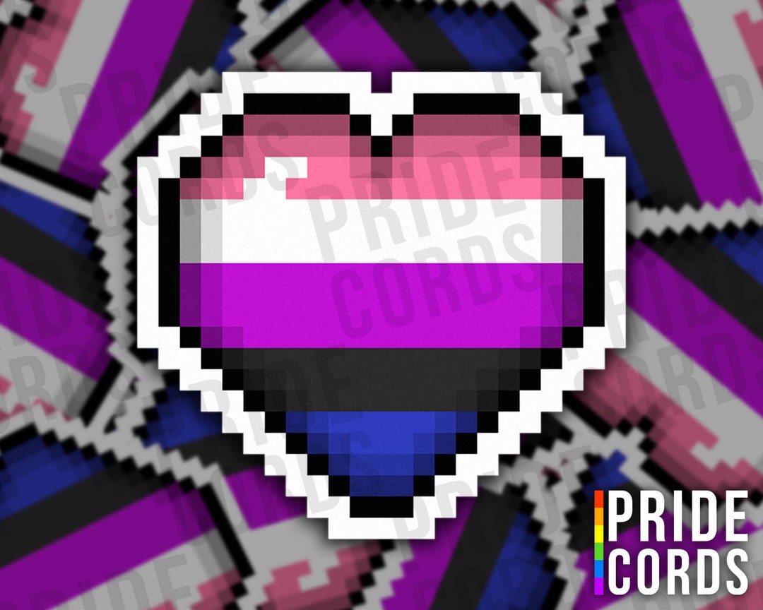Genderfluid Pride Flag Pixel Heart - Gamer LGBT Vinyl Sticker - LGBTQ ...