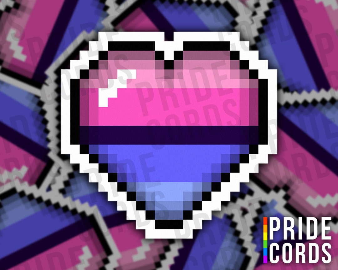 Omnisexual Pride Flag Pixel Heart Gamer LGBT Vinyl Sticker LGBTQ Water ...