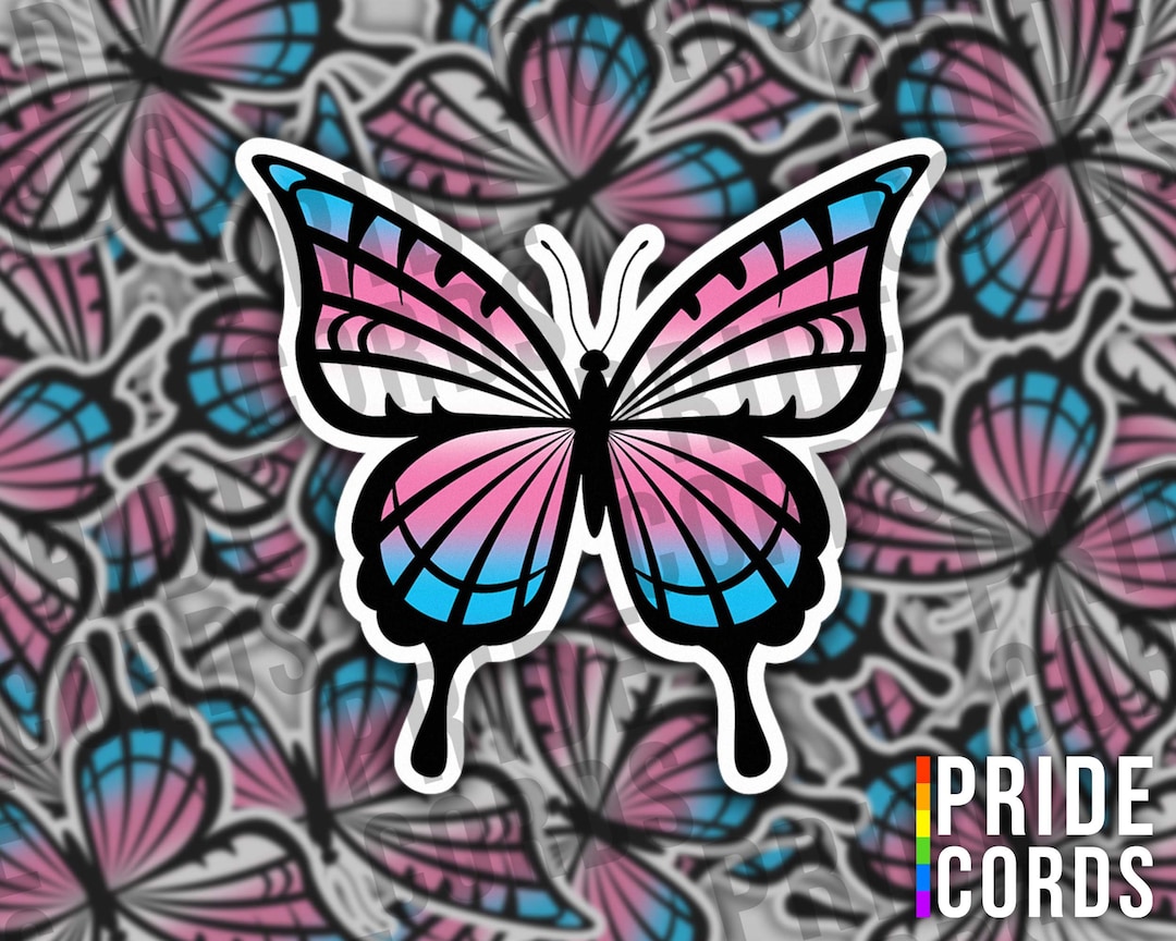 Trans Butterfly LGBT Pride Vinyl Sticker - Transgender LGBTQ Water ...
