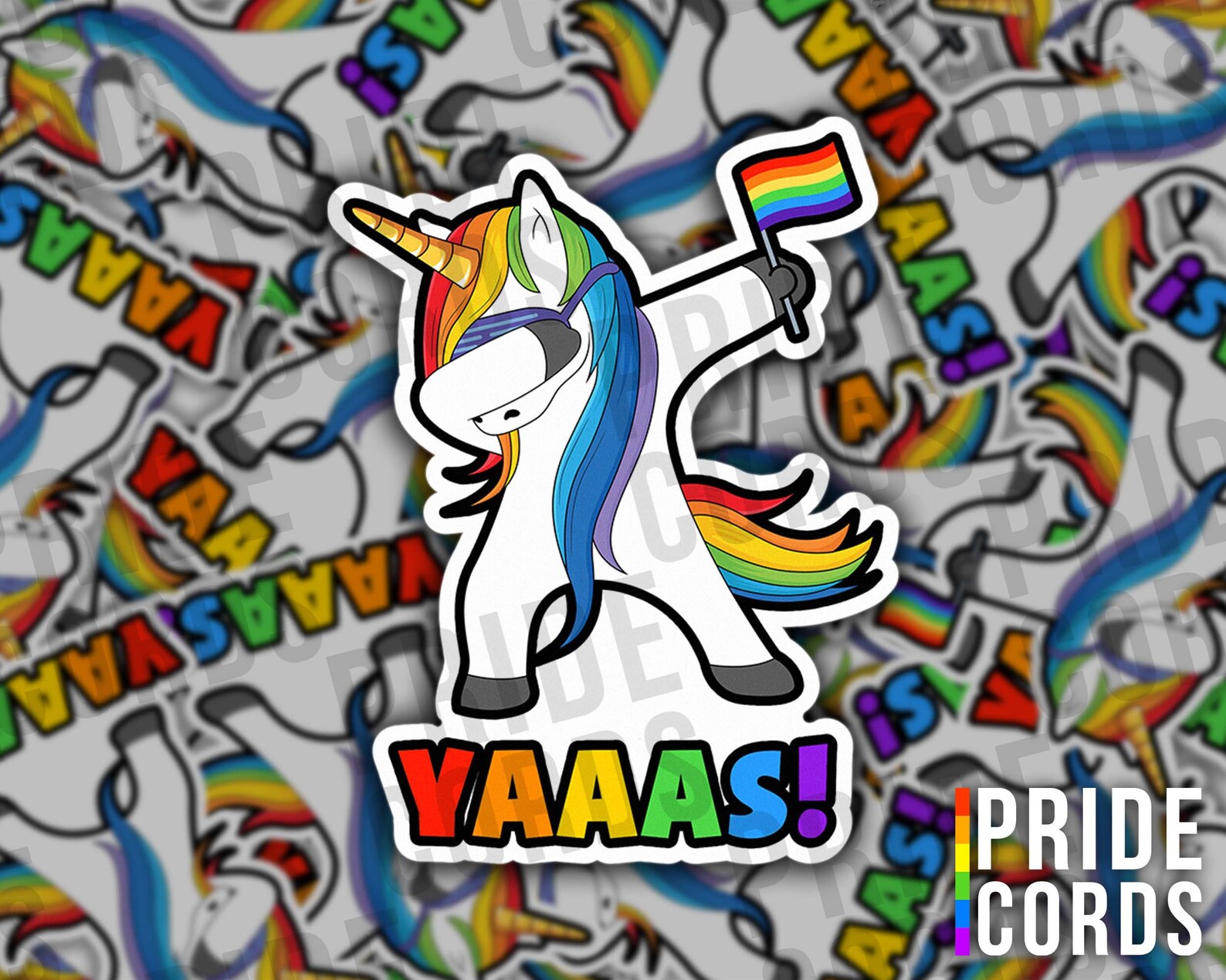Yaaas Unicorn LGBT Pride Vinyl Sticker Rainbow Gay Lesbian LGBTQ Water ...