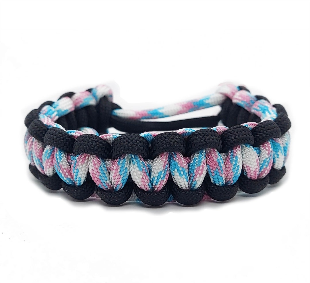 Trans Grafitti Transgender Pride Flag Paracord Bracelet - Adjustable ...
