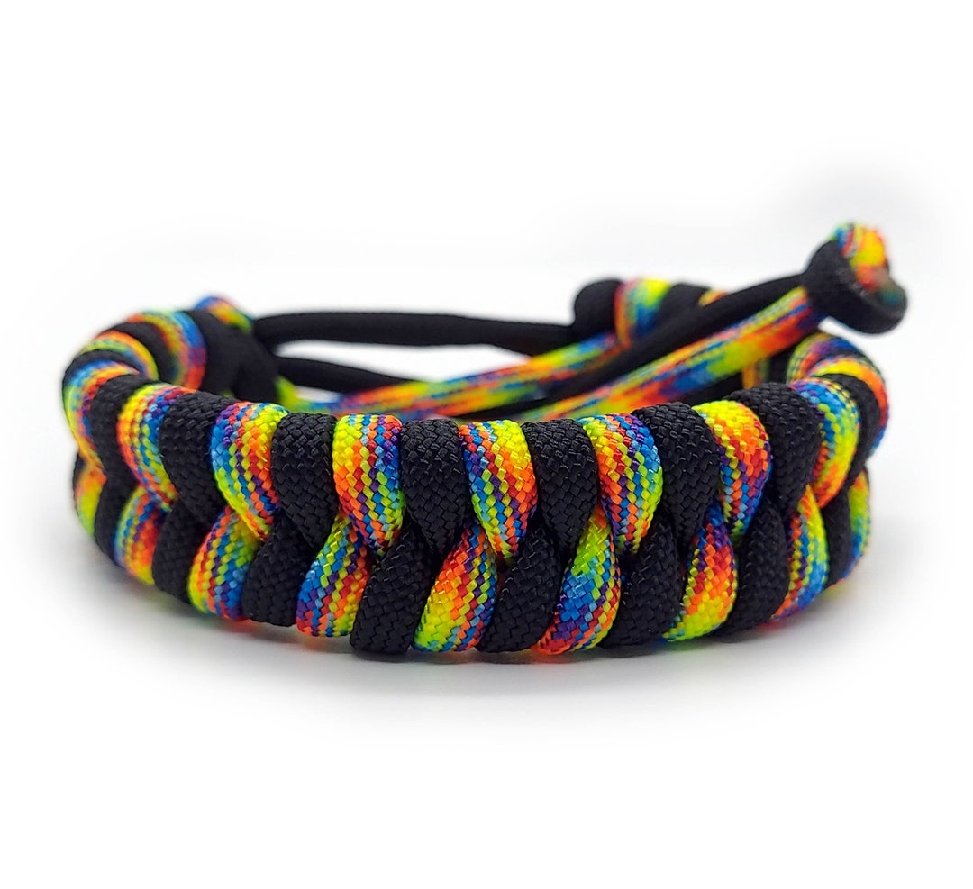 Rainbow Fishtail Braid Gay Pride Flag Adjustable Paracord Bracelet LGBT ...