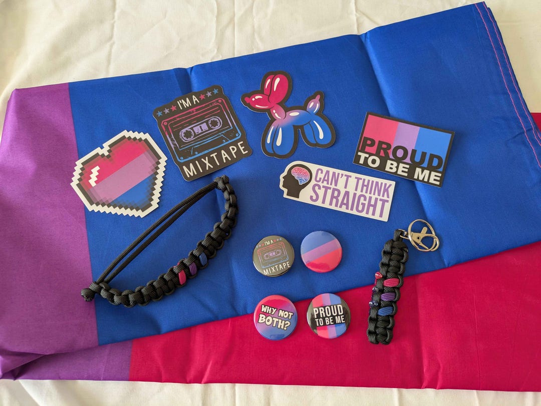 Ultimate Bi Pride Pack Bisexual Flag Bracelet Stickers Keychain Buttons ...