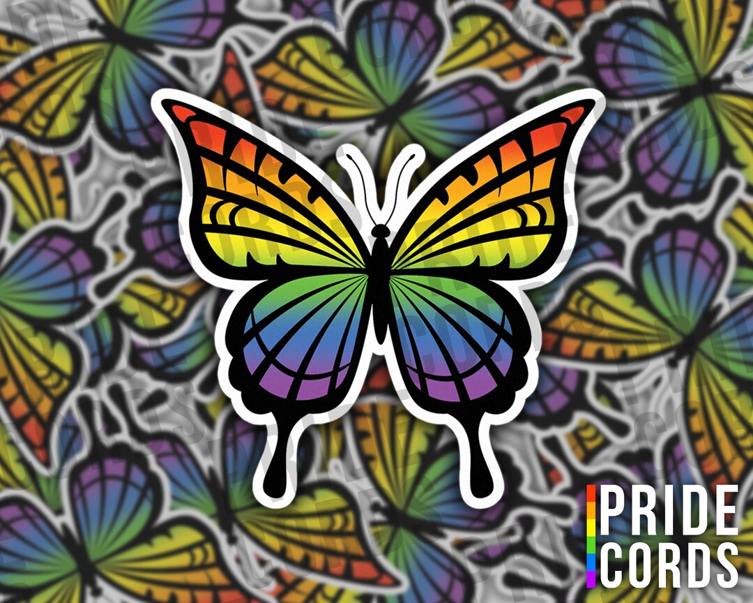 Rainbow Butterfly LGBT Pride Vinyl Sticker - Gay Lesbian LGBTQ Water ...