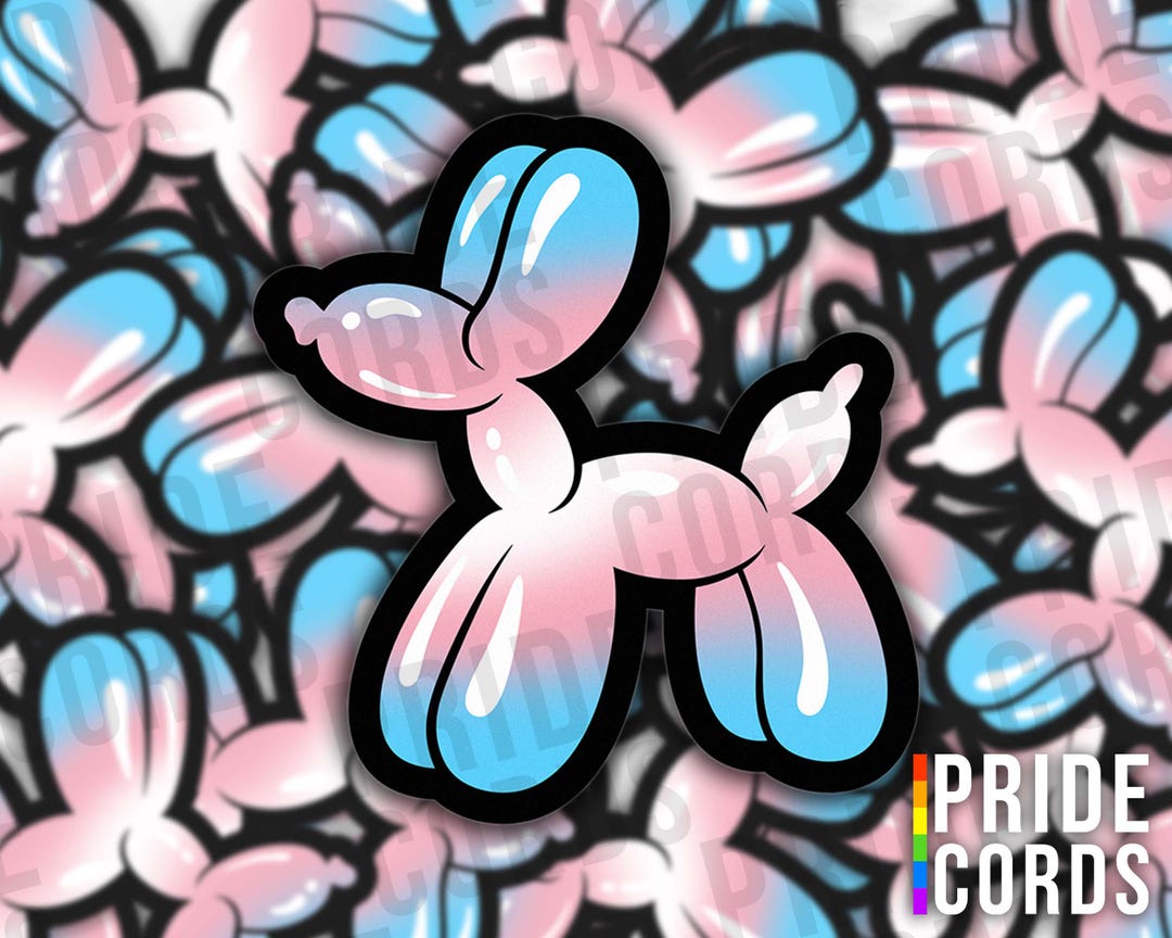 Transgender Pride Flag Balloon Dog LGBT Vinyl Sticker Water Bottle ...