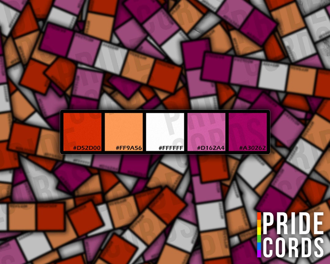 Lesbian Flag Color Swatch Sticker LGBT Vinyl Sticker - Water Bottle ...