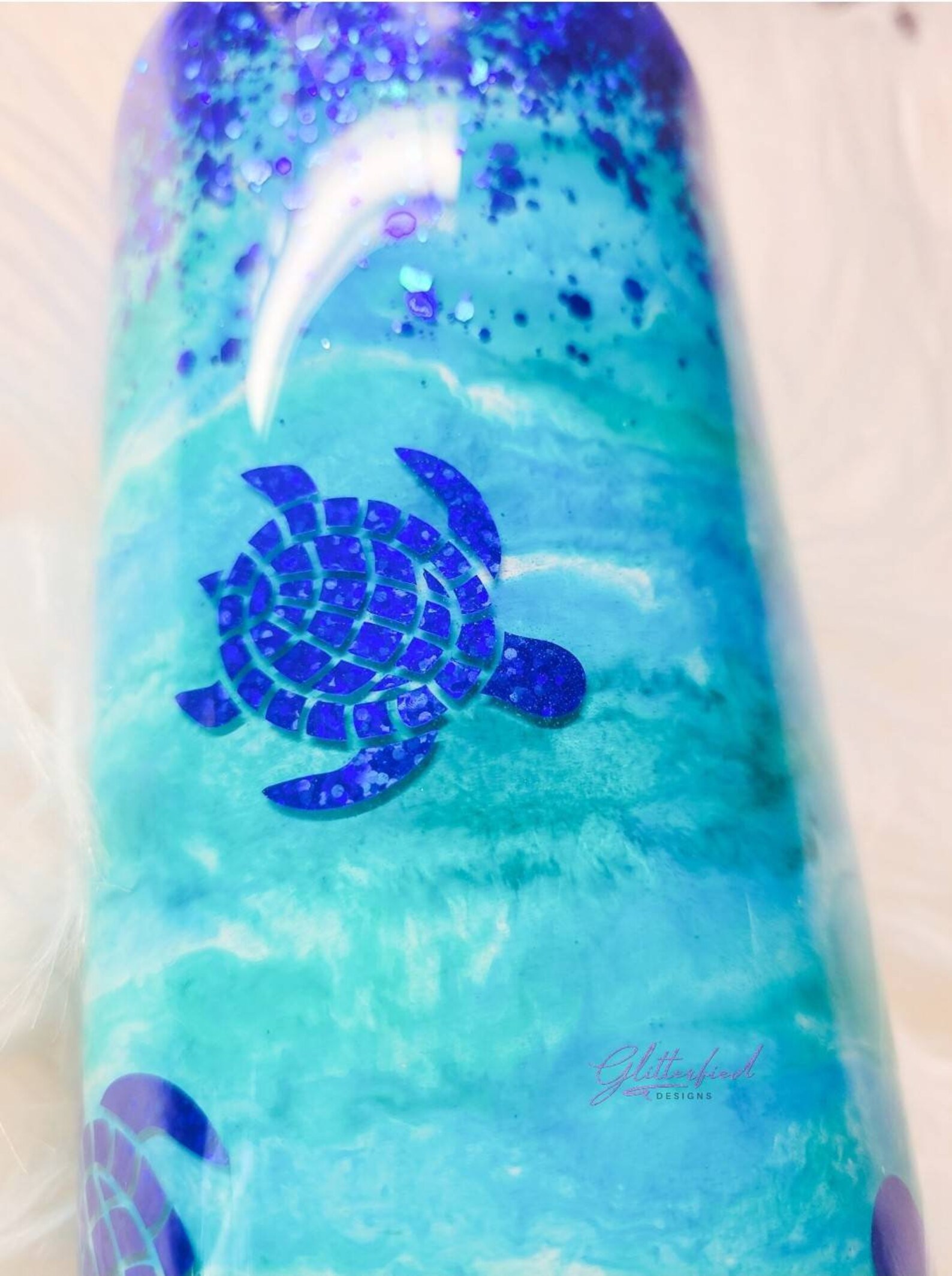 Ocean Sea Turtle Glitter Tumbler Beach Travel Tumbler Sea | Etsy