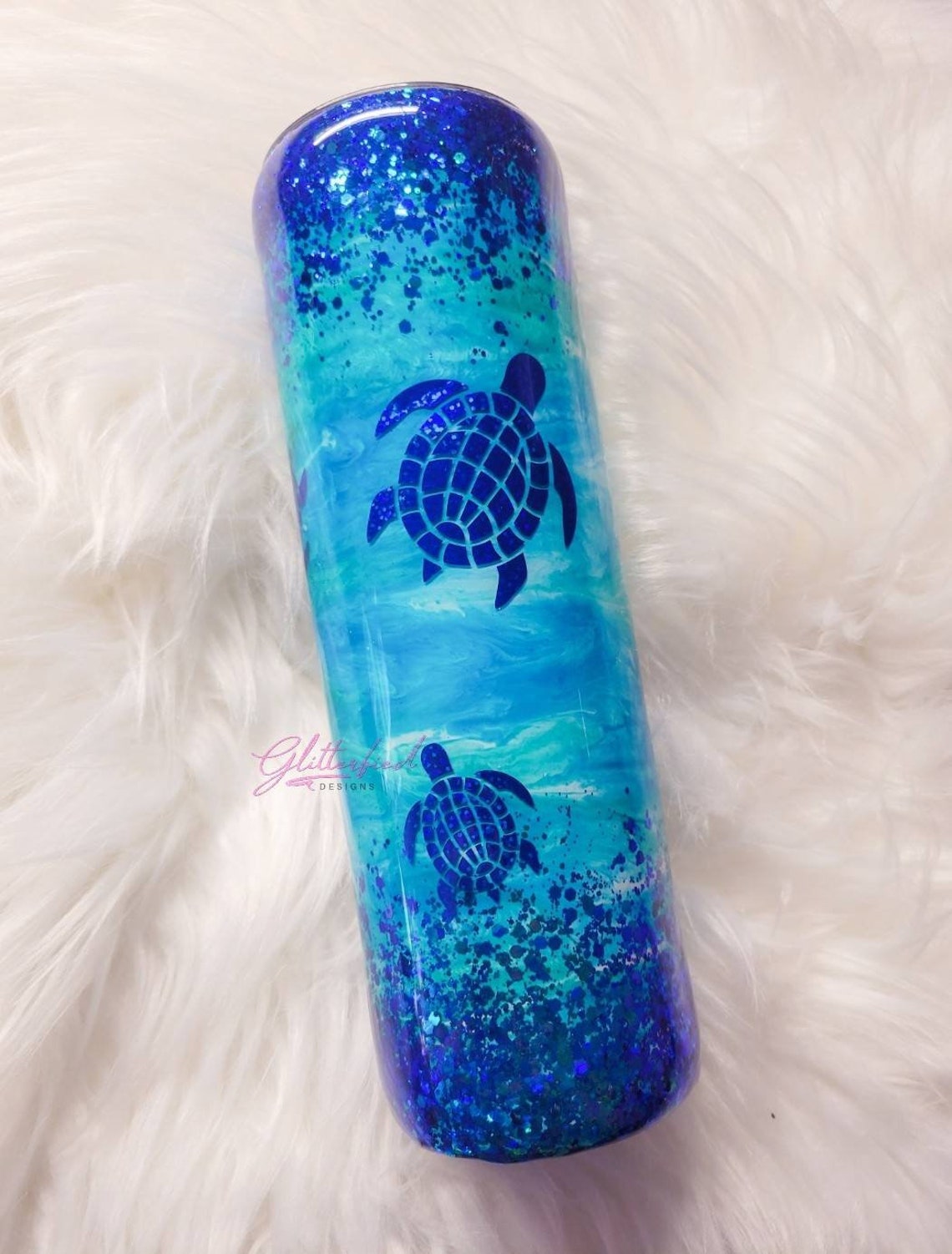 Ocean Sea Turtle Glitter Tumbler Beach Travel Tumbler Sea - Etsy
