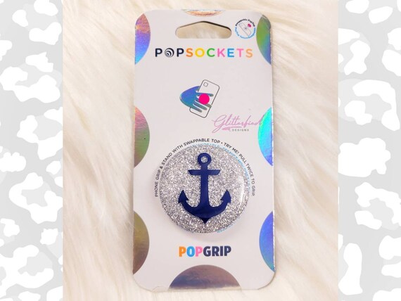Navy Blue Anchor Popsocket Sailing Gift for Her Silver - Etsy