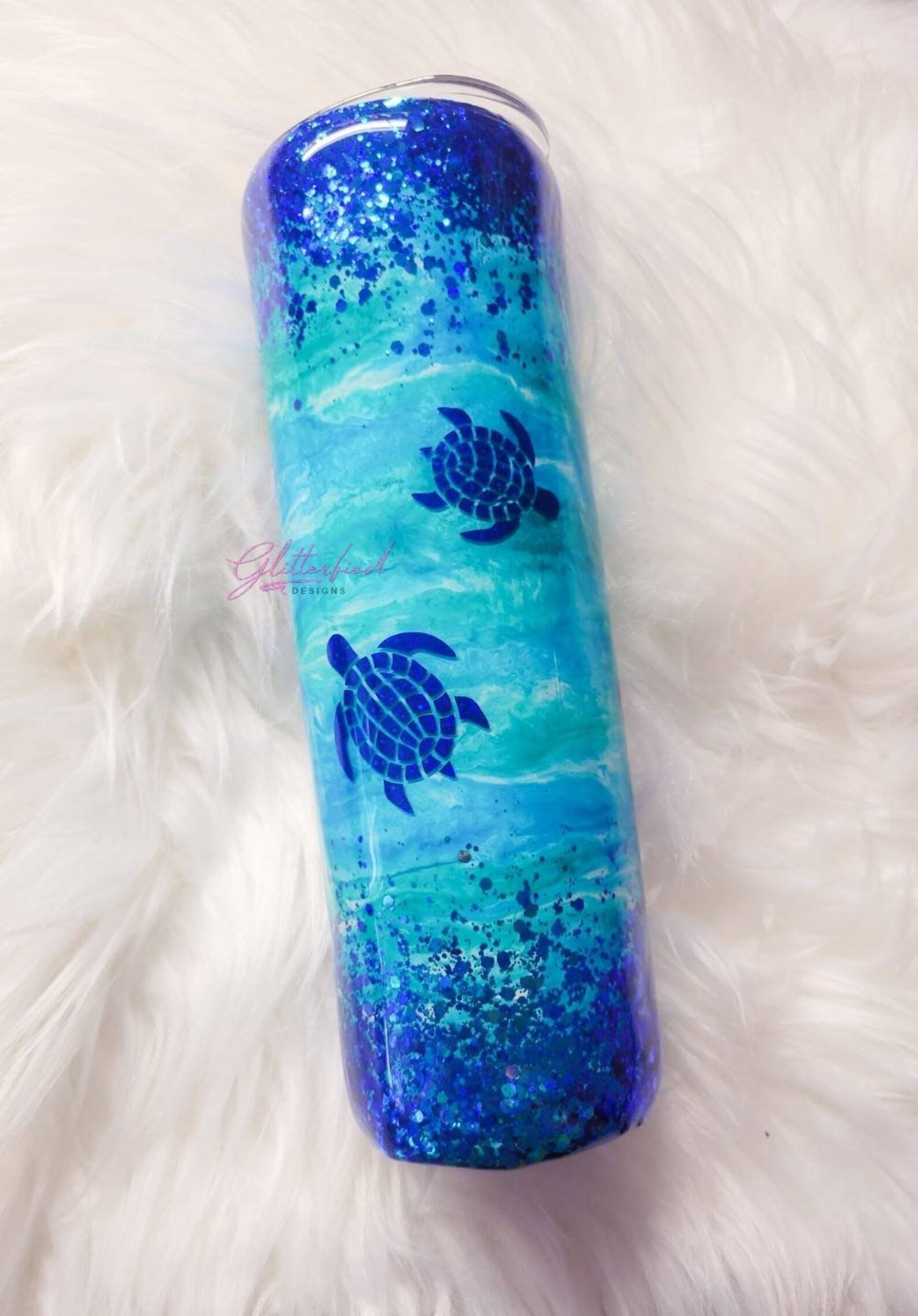 Ocean Sea Turtle Glitter Tumbler Beach Travel Tumbler Sea | Etsy
