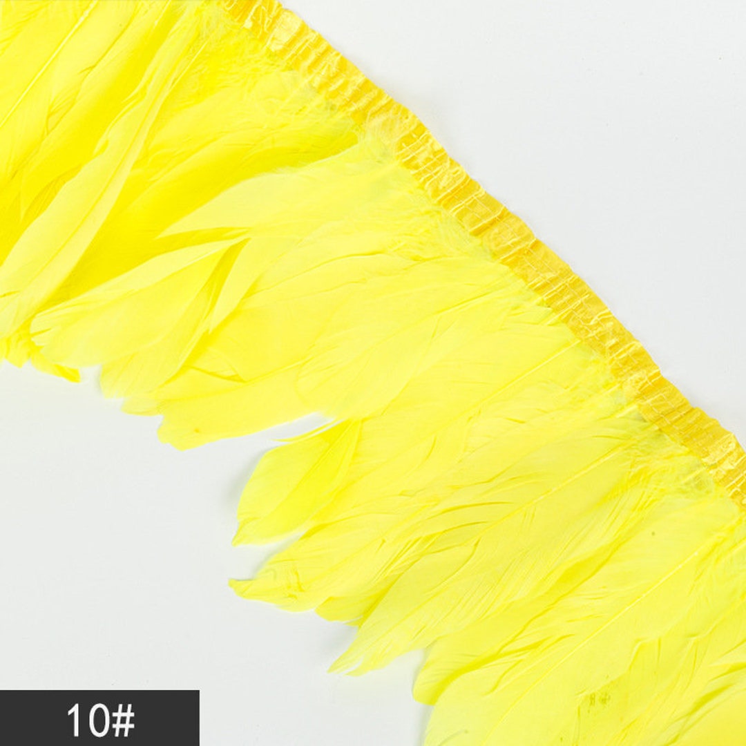 2 Yards Bright Yellow Goose Feather Trim Fringe Goose Feather Trim for ...