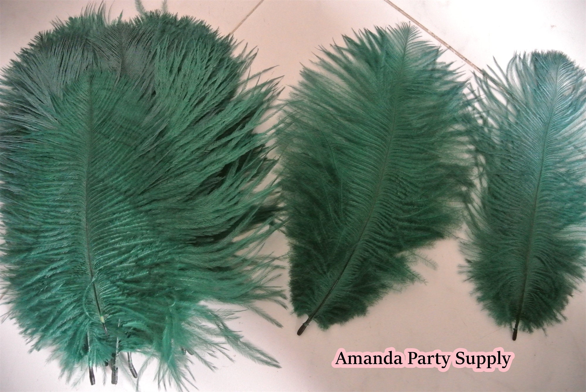 100 Pcs Dark Green Emerald Green Ostrich Feathers Plumes for Wedding ...