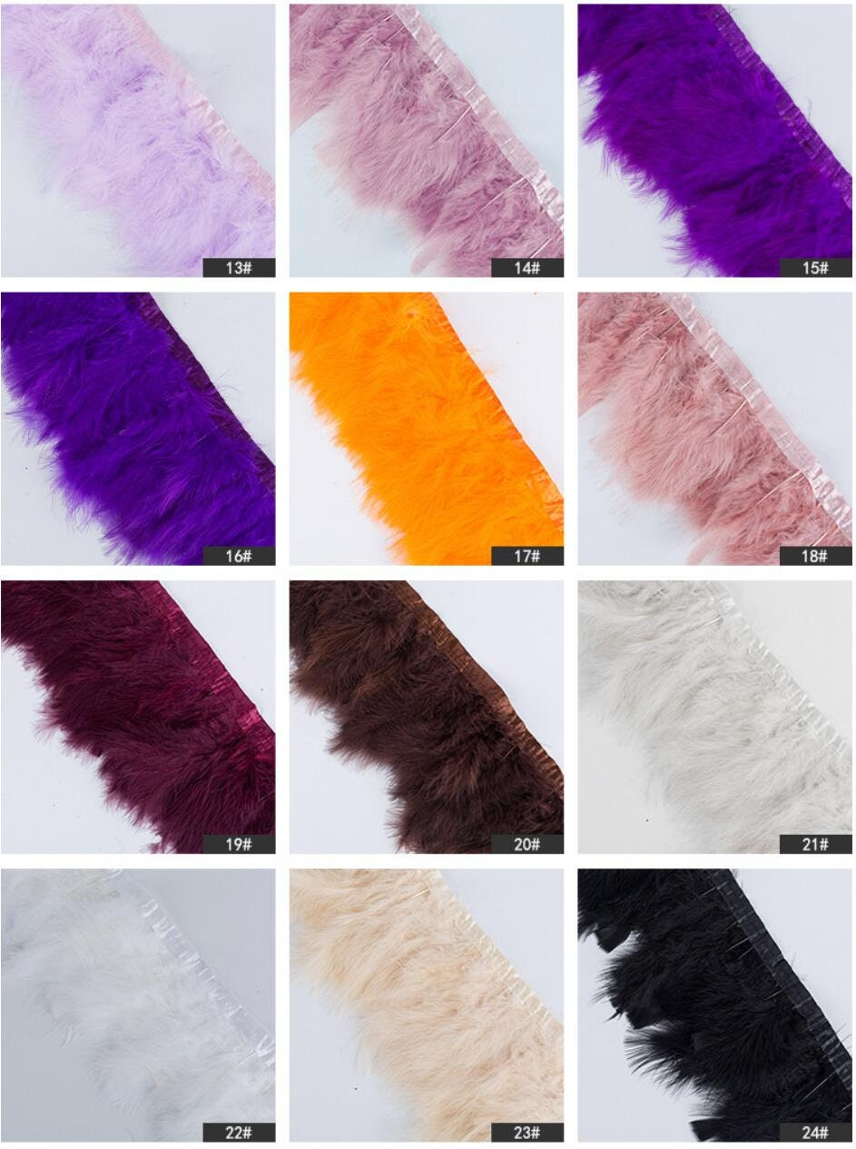 2 Meters Emerald Green Dark Green Turkey Feather Fringe Marabou Feather ...
