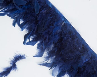 Feathernavy Blue Turkey Feather Trim1 Yard/2 Yards/5 - Etsy