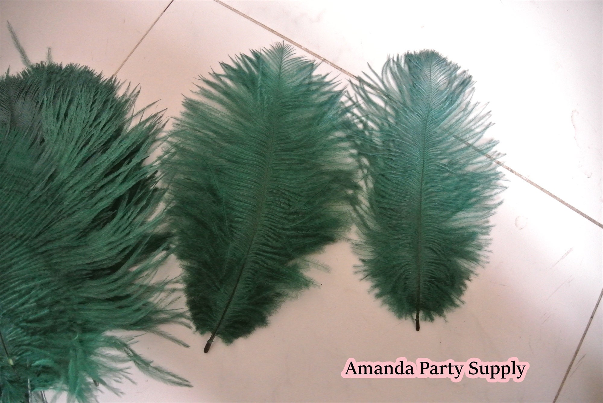 100 Pcs Dark Green Emerald Green Ostrich Feathers Plumes for Wedding ...