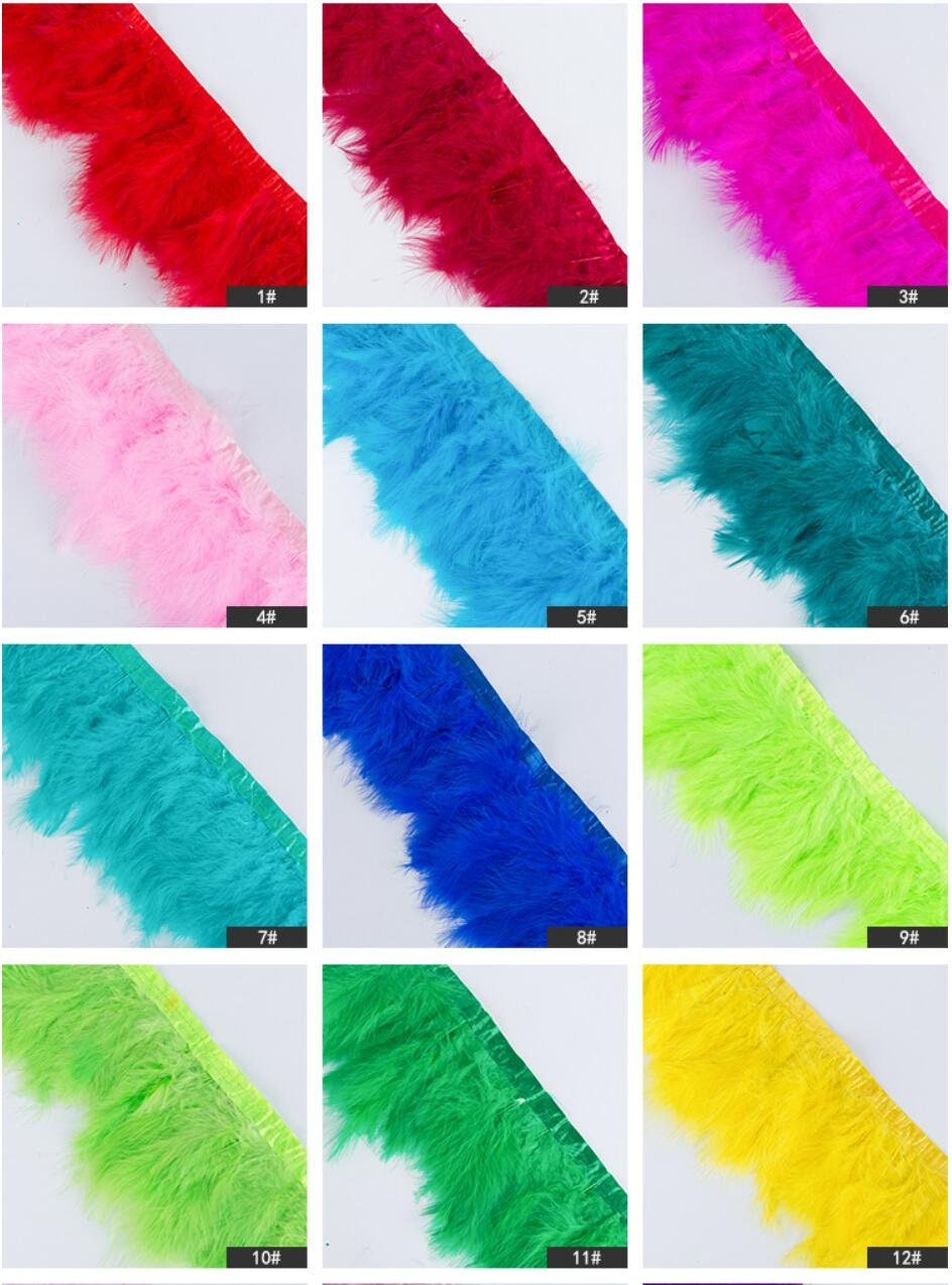 2 Meters Emerald Green Dark Green Turkey Feather Fringe Marabou Feather ...