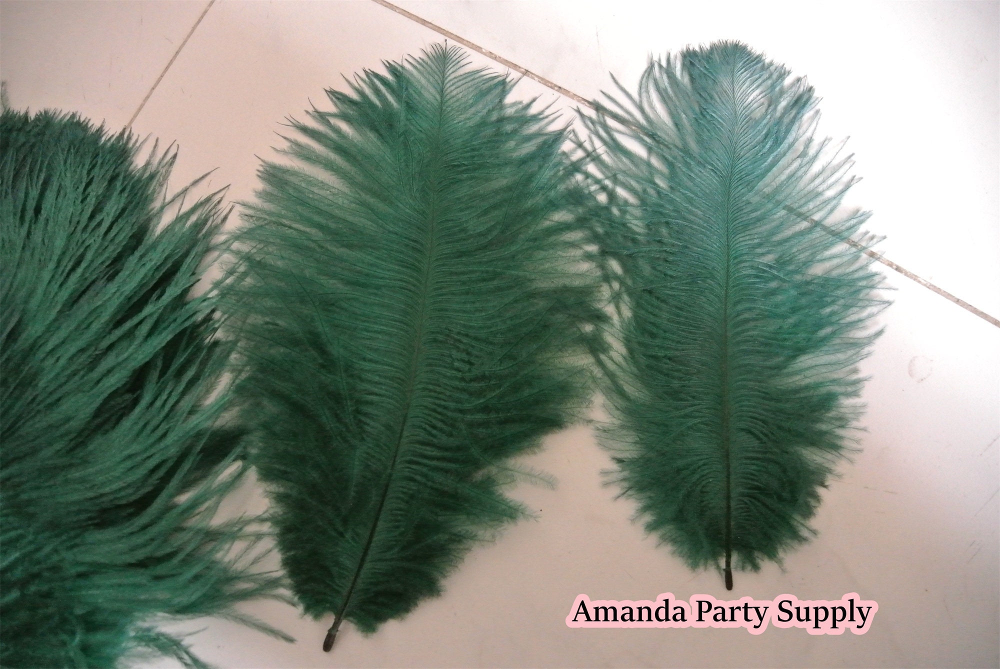 100 Pcs Dark Green Emerald Green Ostrich Feathers Plumes for Wedding ...