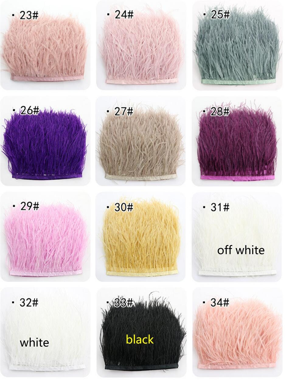 55 Colors Hot Pink Ostrich Feather Trim 4-5inch Wide Ostrich Feather ...