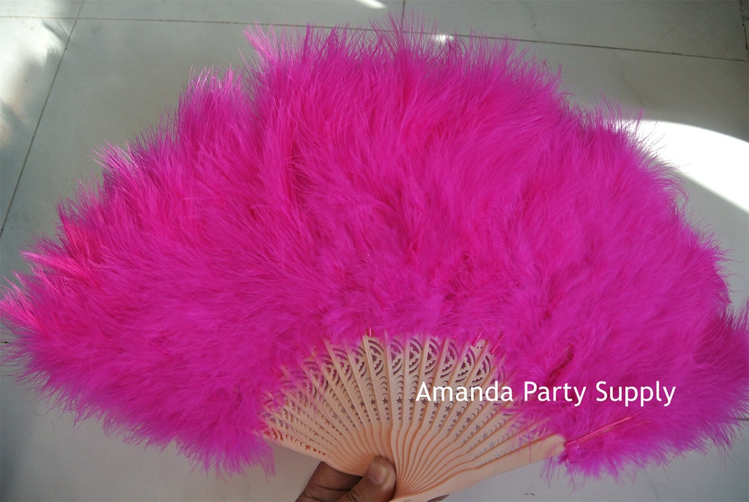 Hot Pink Marabou Feather Fan Turkey Feather Fan for Craft Prom Supply ...