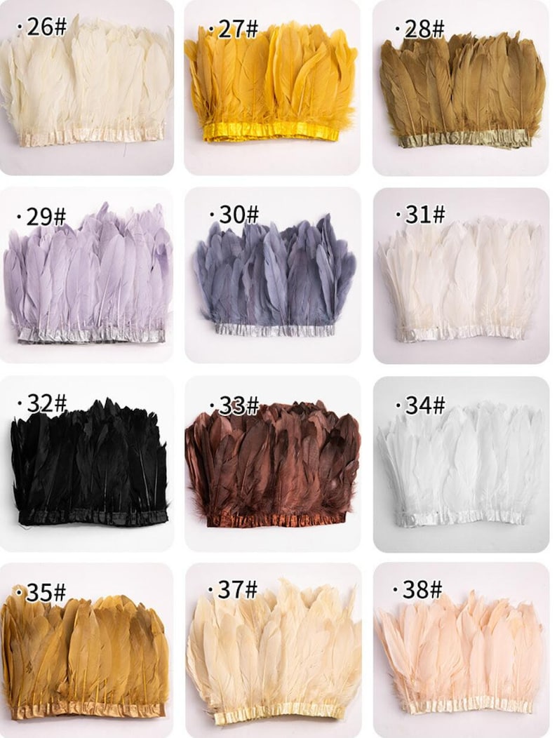 2 Yards Black Goose Feather Trim Fringe Goose Feather Trim for Dress ...