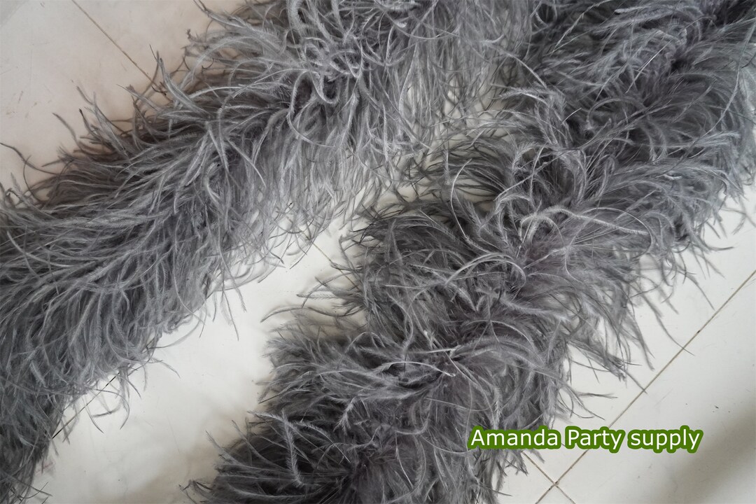 52 Colors Dark Gray Ostrich Feather Boa 9 Ply for Wedding Party Supply ...