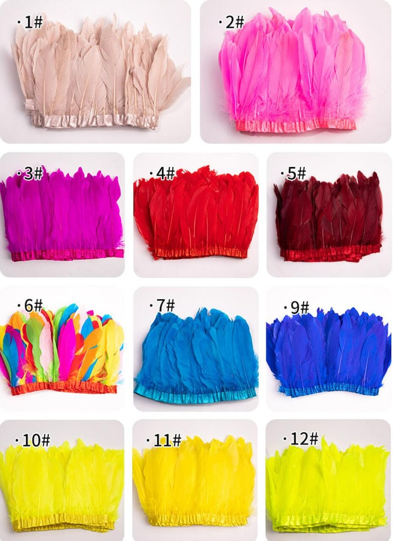 2 Yards Black Goose Feather Trim Fringe Goose Feather Trim for Dress ...