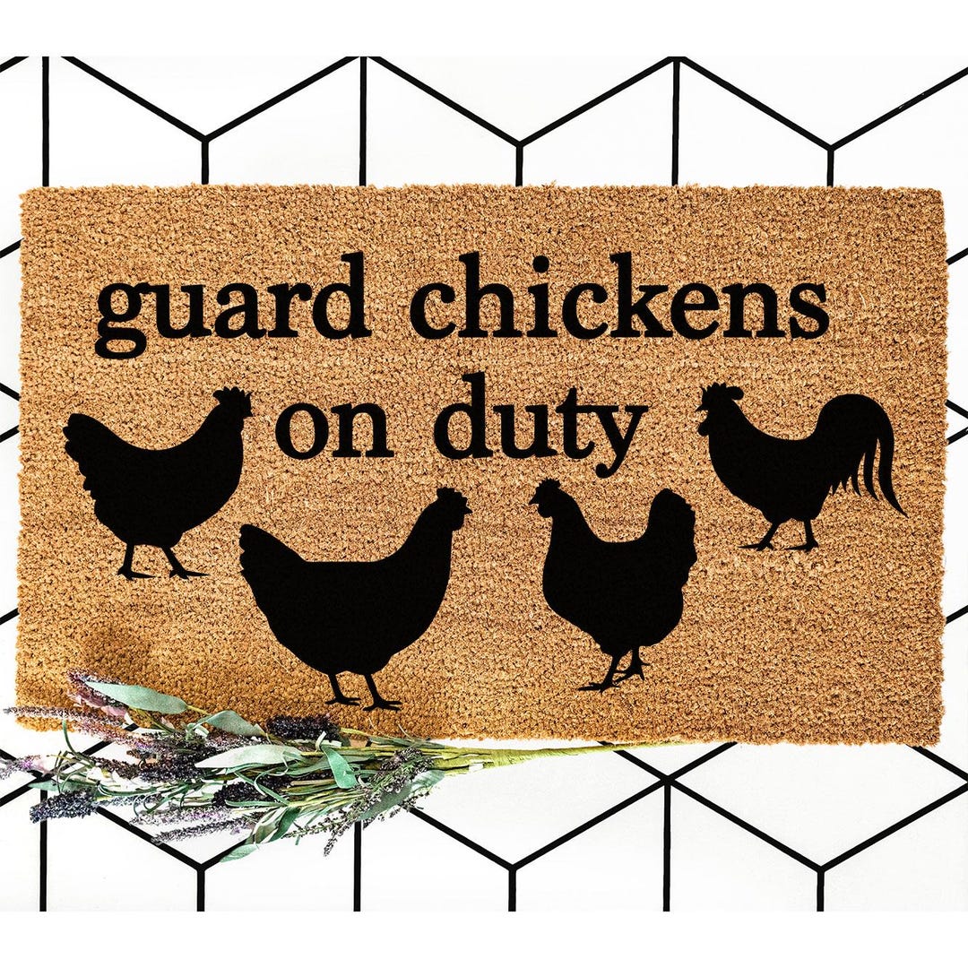 Doormat Guard Chickens on Duty Welcome Mat Rug New Homeowner First Home ...