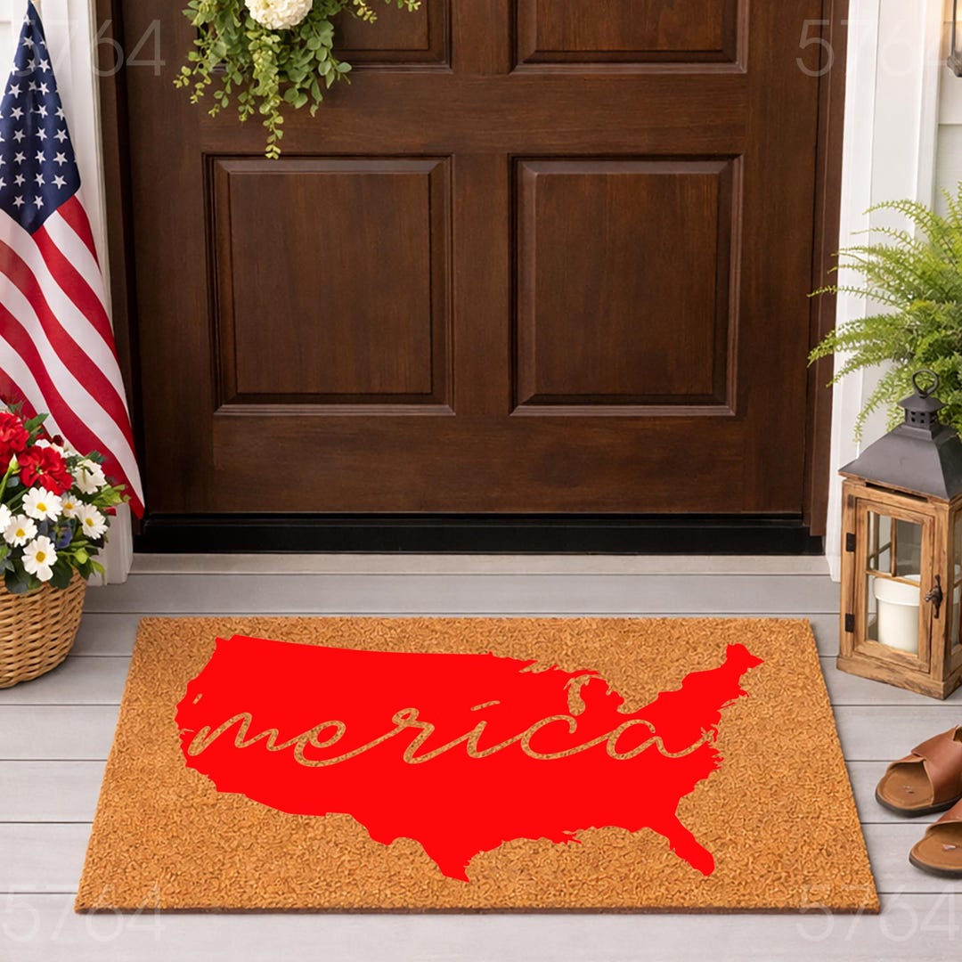 Doormat, Welcome Mat, America Text, USA Map Design, Patriotic Gift ...