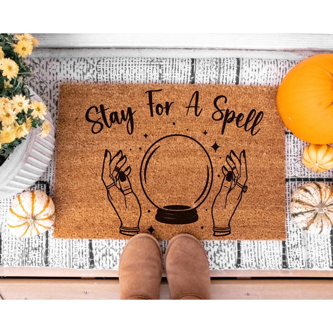 Doormat Stay for A Spell Halloween Doormat Welcome Mat Halloween Shirt ...