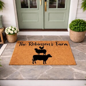 Personalized Doormat, Welcome Door Mat, Farm Animal Doormat, Custom ...
