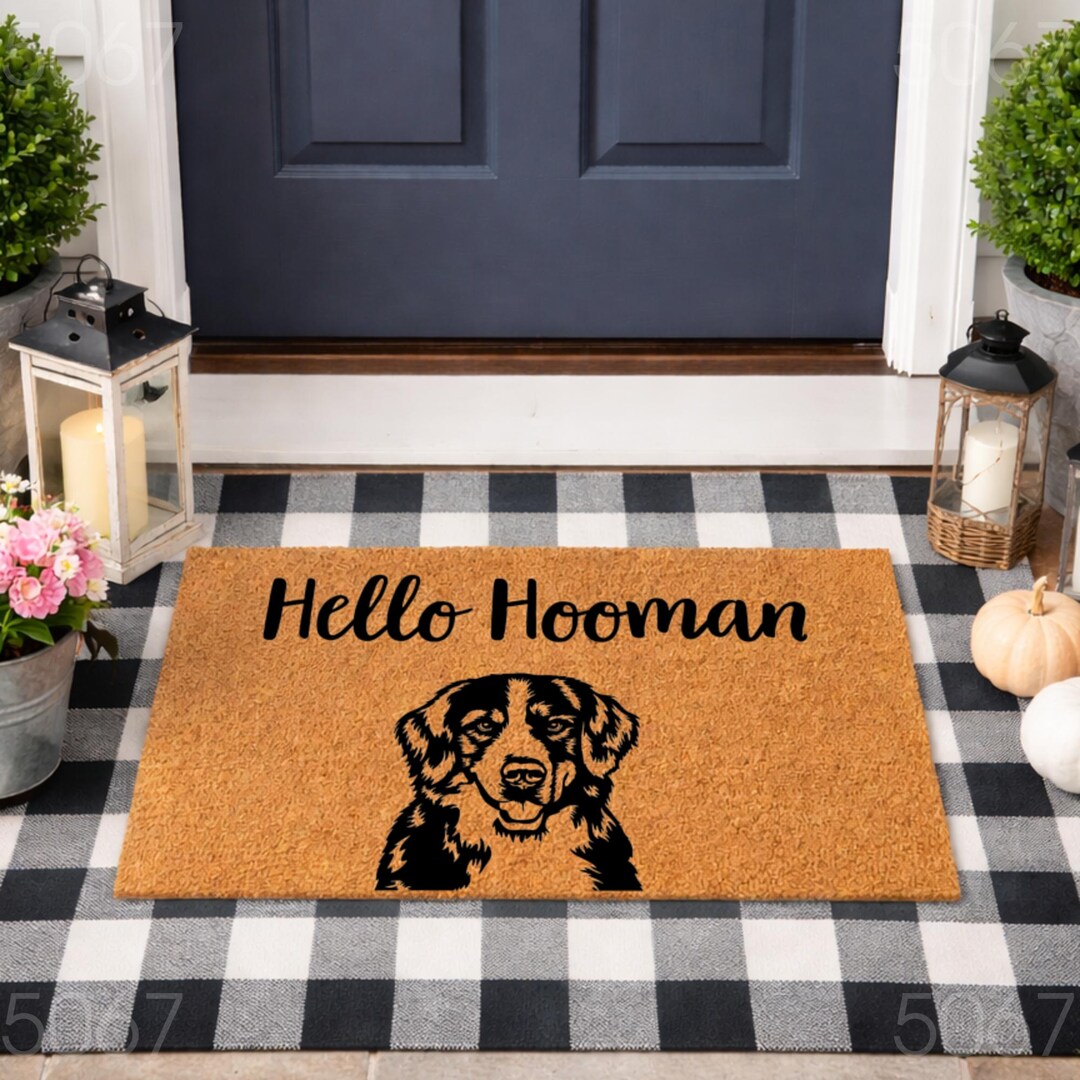 Hello Hooman Doormat, Hello Hooman Welcome Mat, Dog Face Design, Pet ...