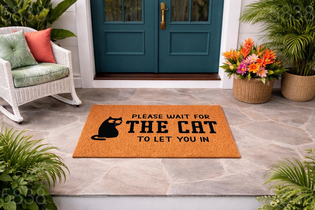 Please Wait for Cat to Let You in Door Mat Doormat Funny Cat Lover Gift ...