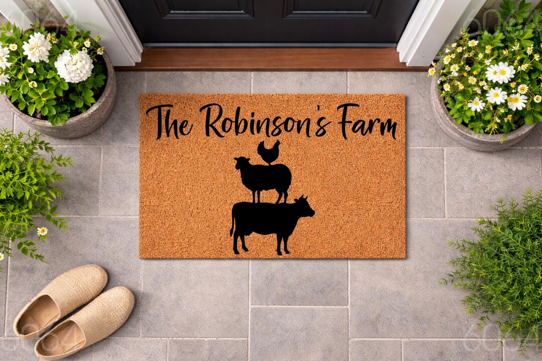 Personalized Doormat, Welcome Door Mat, Farm Animal Doormat, Custom ...
