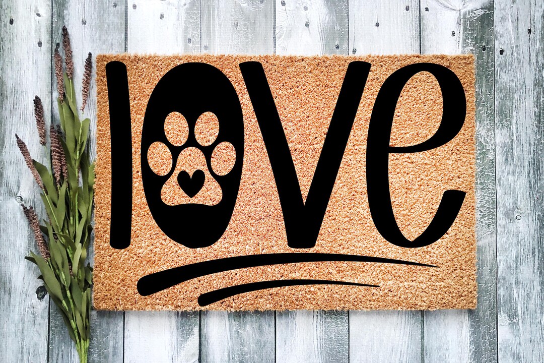 Doormat Love Paw Print Welcome Mat Closing Gift First House Engagement ...