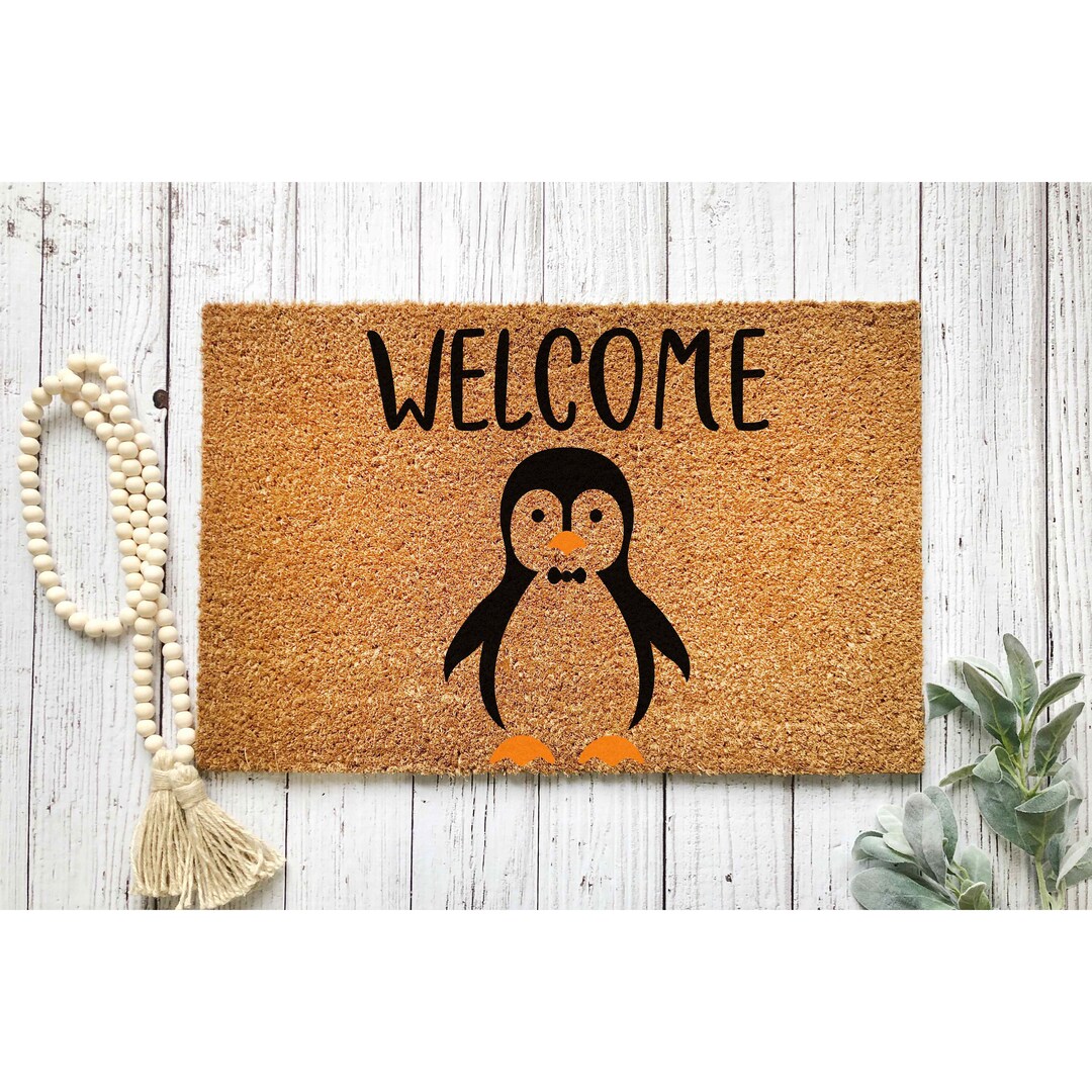 Doormat Welcome Penguin Welcome Mat Funny Doormat Farmhouse Out Door ...