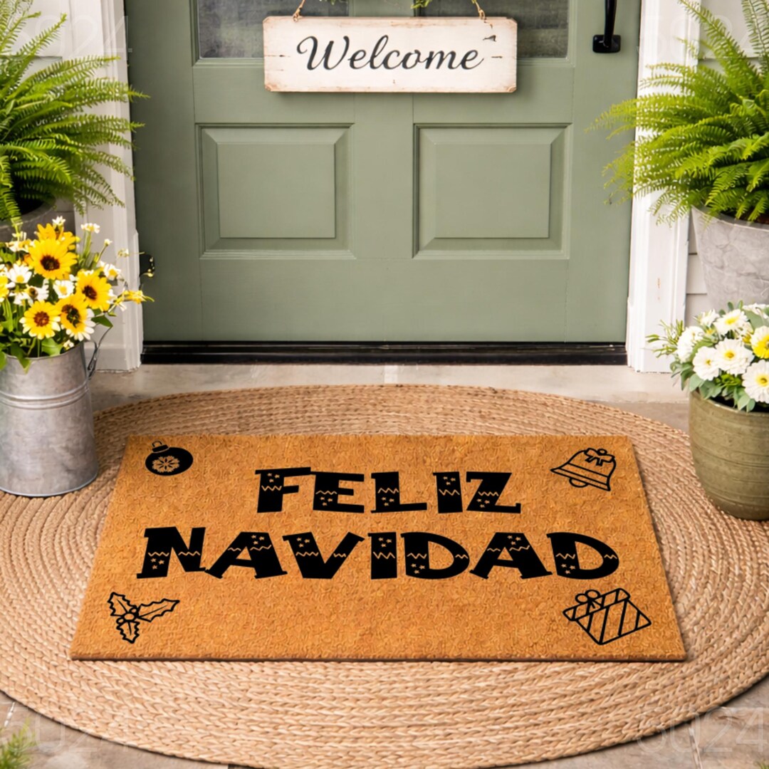 Feliz Navidad Doormat, Welcome Mat, Holiday Gift, Seasonal Entryway ...