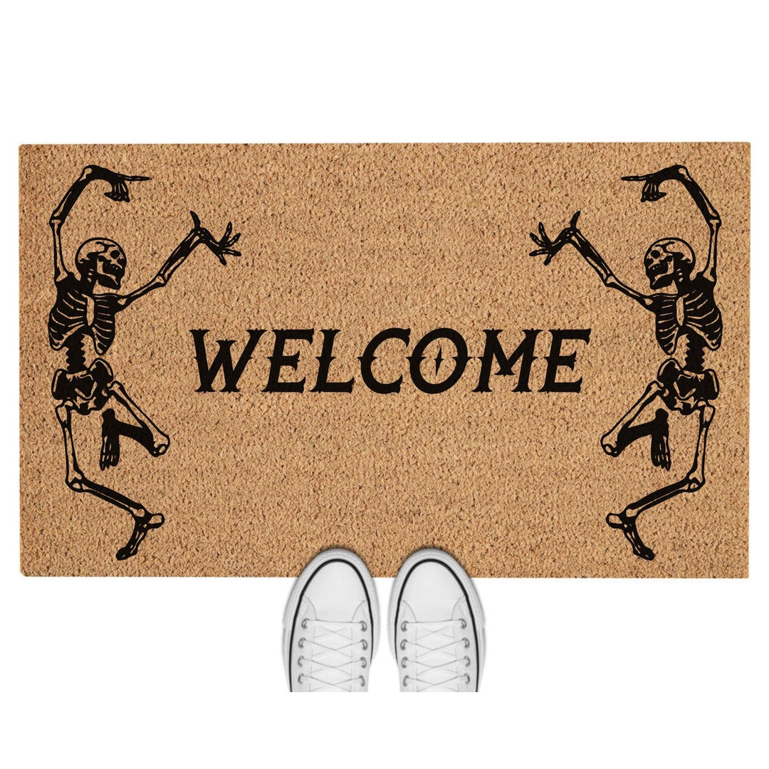 Doormat Skeleton Welcome Mat Candy Gift for Spooky Gift for Fall Decor ...