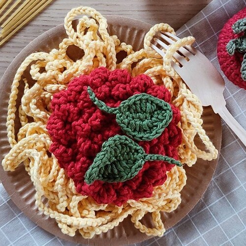 Crochet Food Spaghetti. Pasta With Tomato Sauce. Kids Kitchen - Etsy