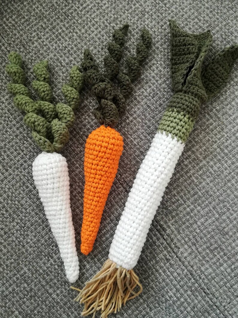 Crochet vegetable toy leek for kids kitchen Montessori baby | Etsy