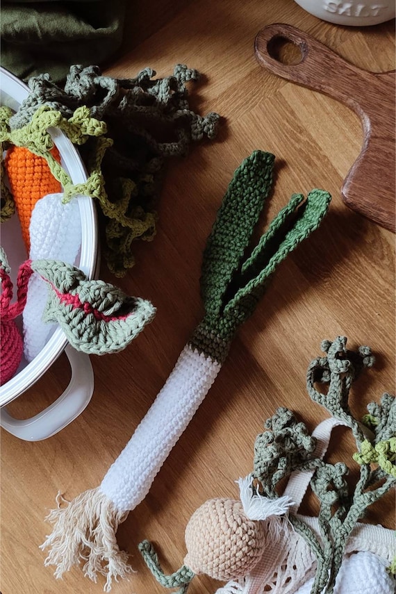 Crochet Vegetable Toy Leek for Kids Kitchen Montessori Baby - Etsy
